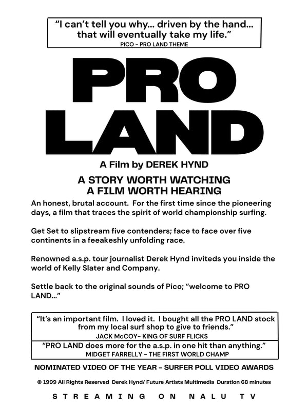 Pro Land - Surf Documentary by Derek Hynd | Stream on Nalu TV - NaluTV